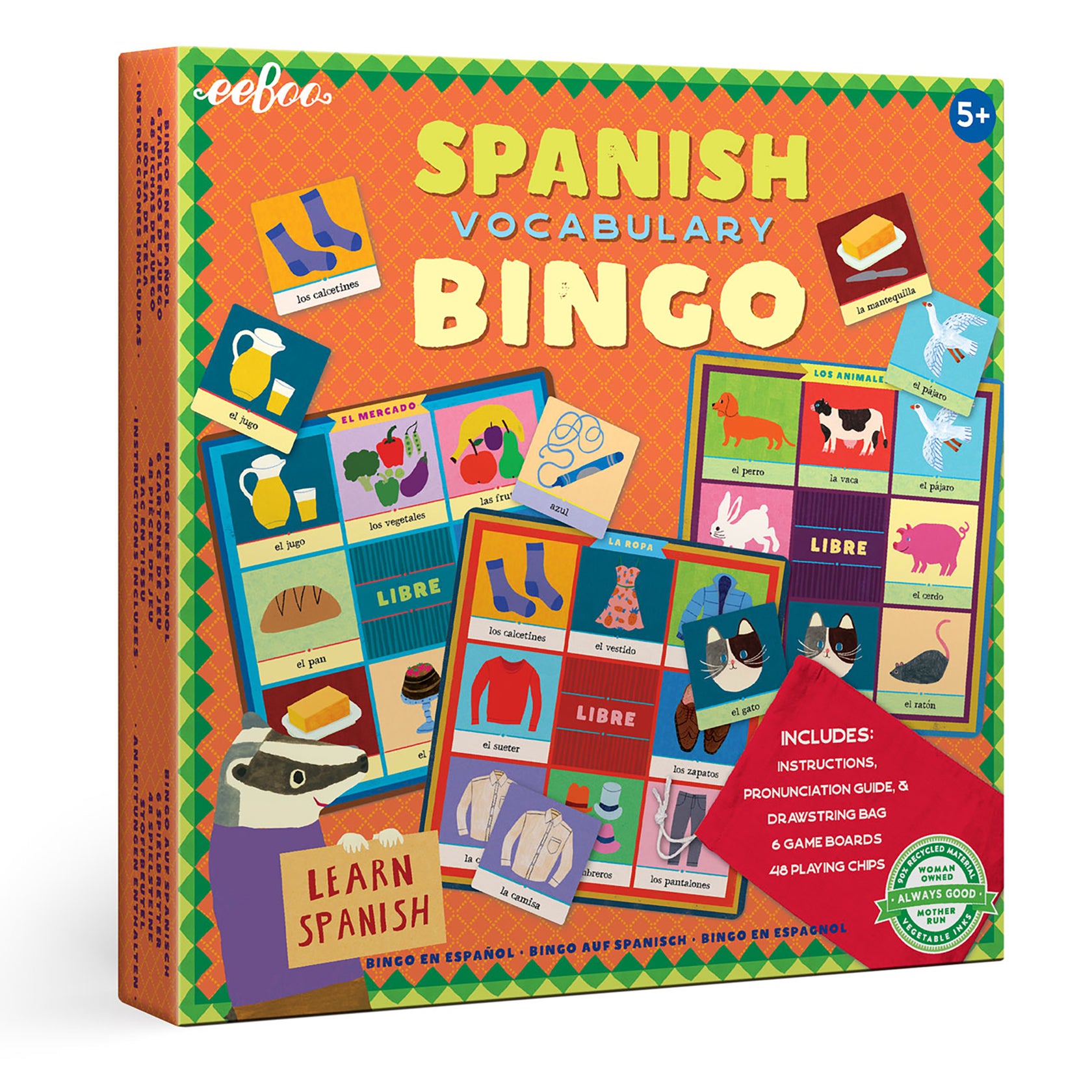 Spanish Bingo Language Award Winning Game by eeBoo | Gifts for Kids 5+