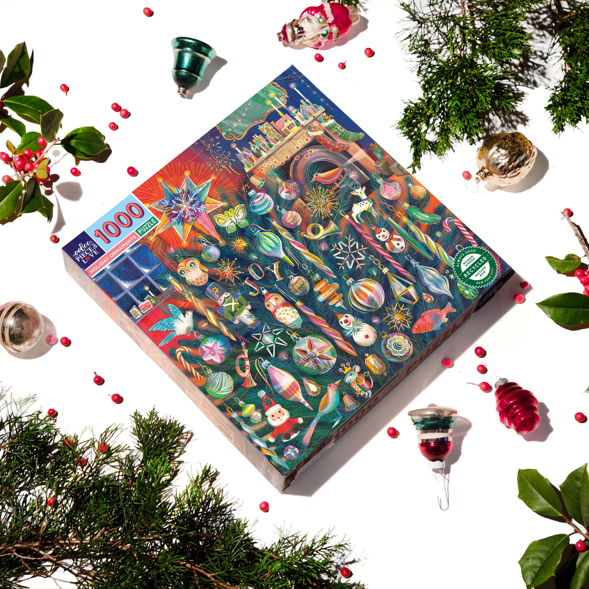 Holiday Ornaments 1000 Piece Jigsaw Puzzle | eeBoo Piece & Love Gifts