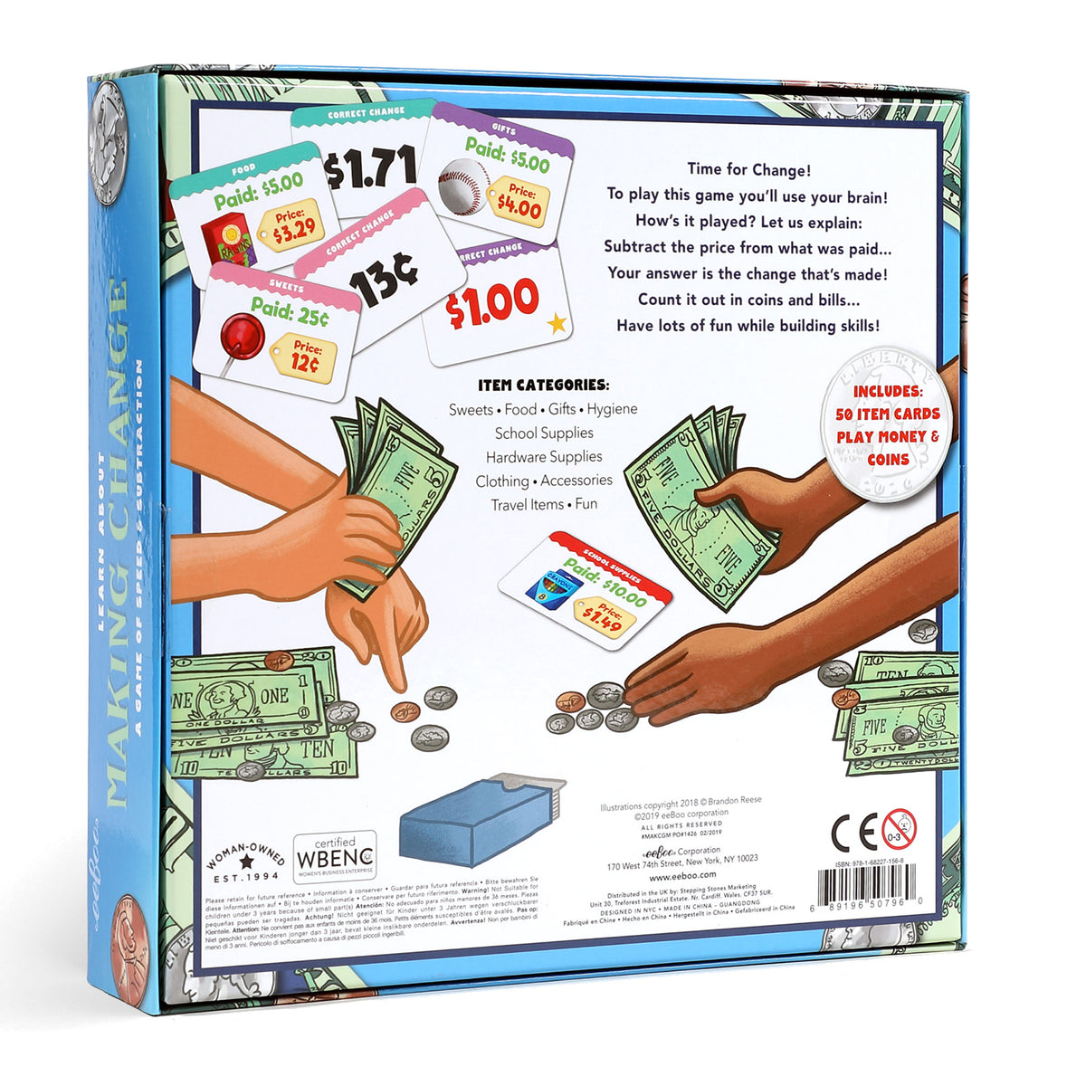 Making Change Math Game with Play Money, Coins, Ages 5+ by eeBoo
