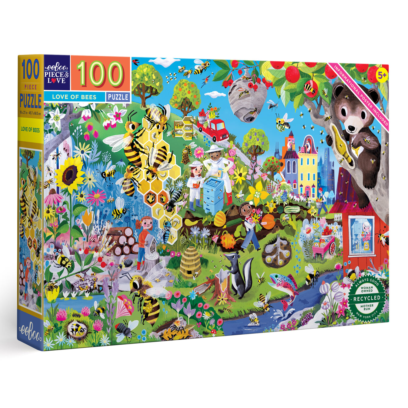 Love of Bees 100 Piece Jigsaw Puzzle eeBoo Unique Gifts for Kids 5+