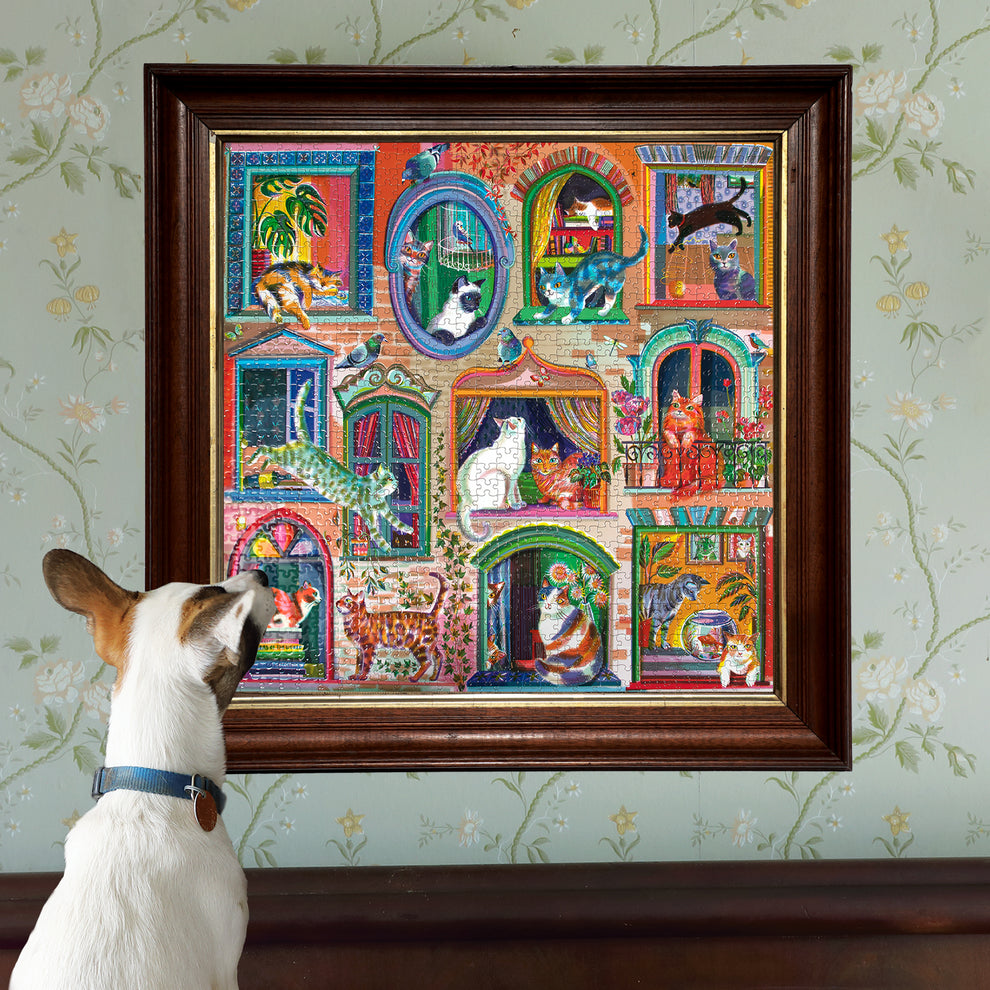Cats in Windows 1000 Piece Jigsaw Puzzle | eeBoo Piece & Love Gifts