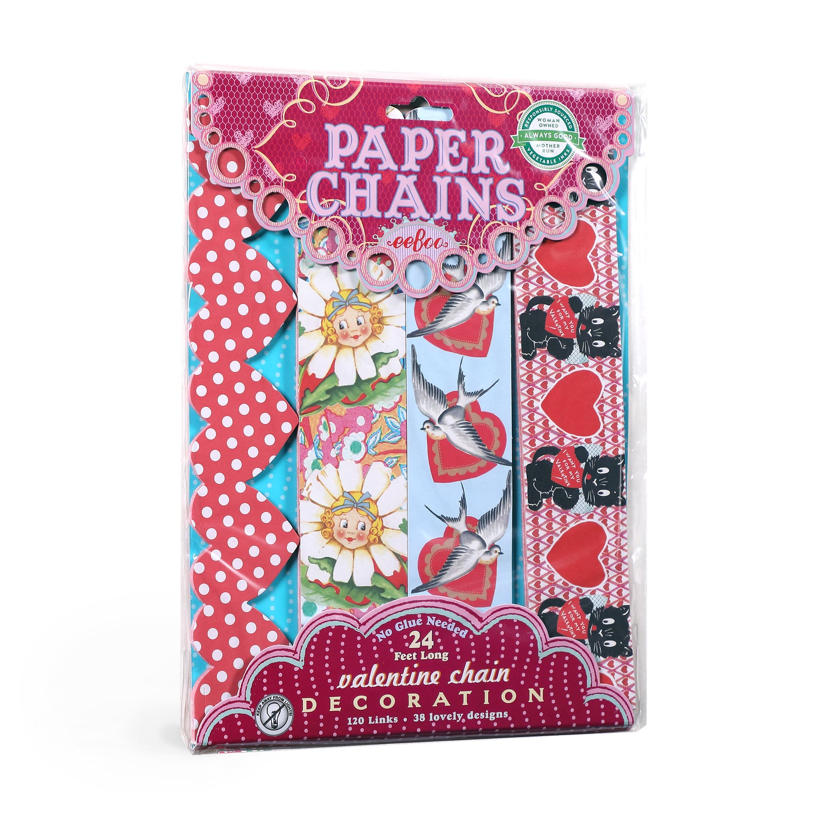 Vintage Valentine Paper Chain Decoration eeBoo