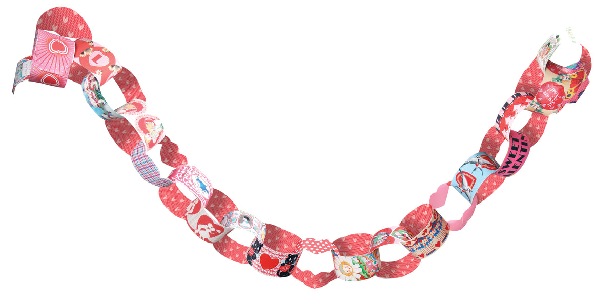 Vintage Valentine Paper Chain Decoration eeBoo