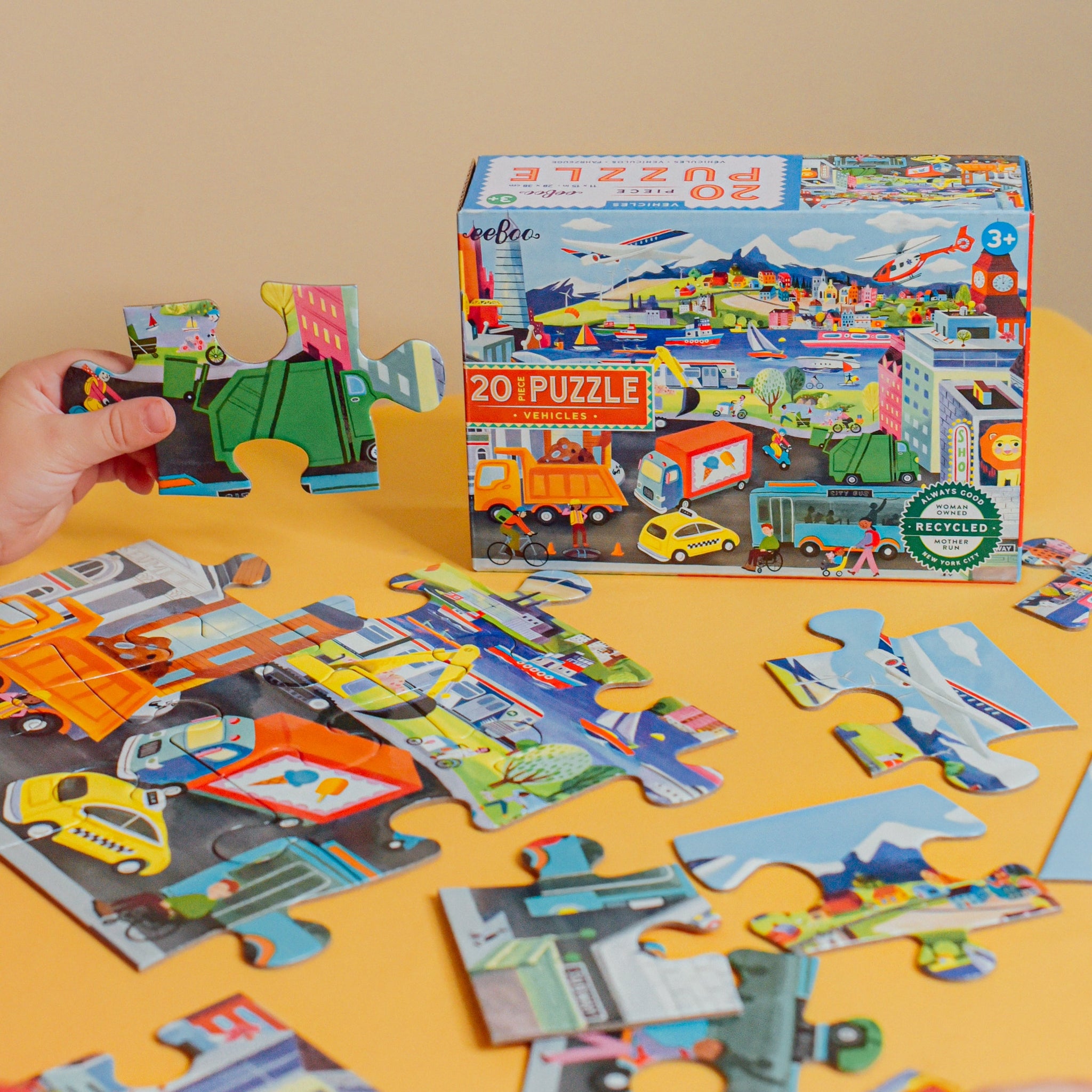 Vehicles 20 Piece Jigsaw Puzzle by eeBoo Fun Unique Gifts for Kids 3+