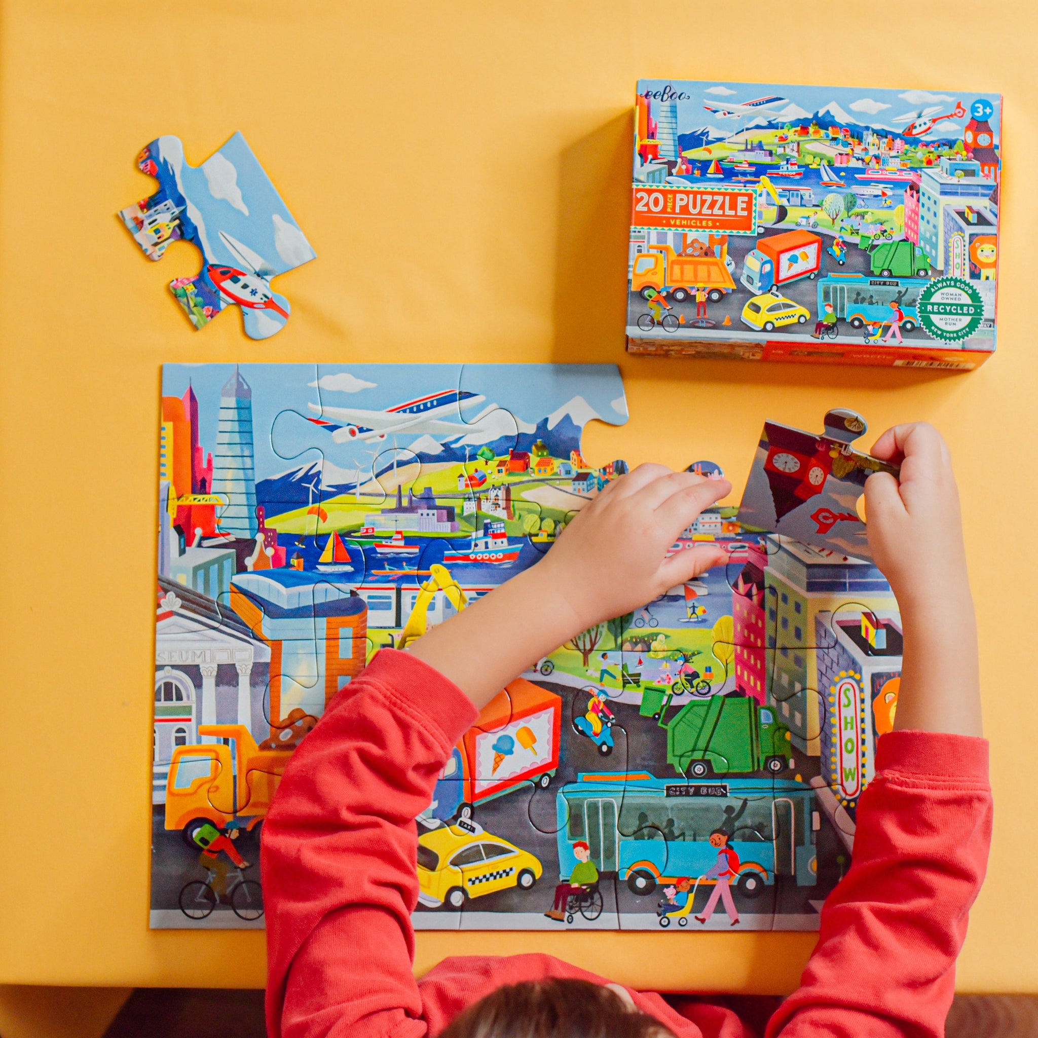 Vehicles 20 Piece Jigsaw Puzzle by eeBoo Fun Unique Gifts for Kids 3+