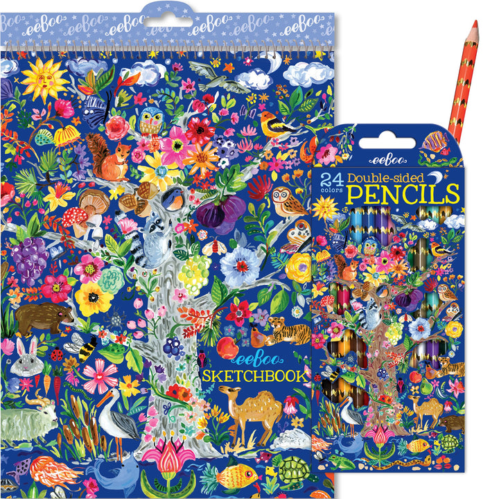 eeBoo Sketchbook and Color Pencil Kits Art Supplies for Kids & Adults